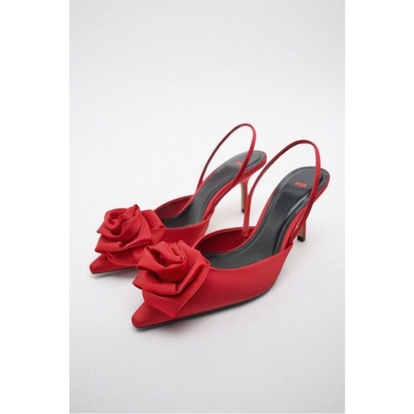Zara | Shoes | Nwt Zara Rose Red Slingback Heels | Poshmark